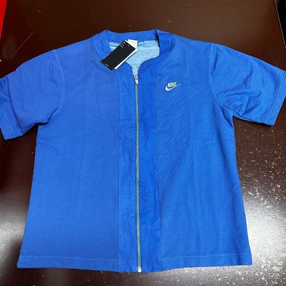 Nike | Shirts | Nike Mens Blue French Terry Short Sleeve Collared Loose ...